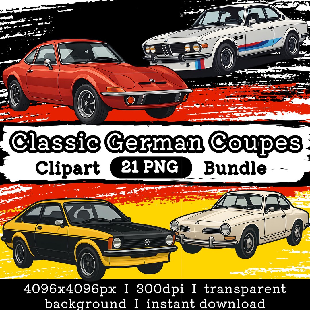 21 Deutsche Auto Legenden Cliparts I PNG Grafik Bundle I Auto Klassiker ...