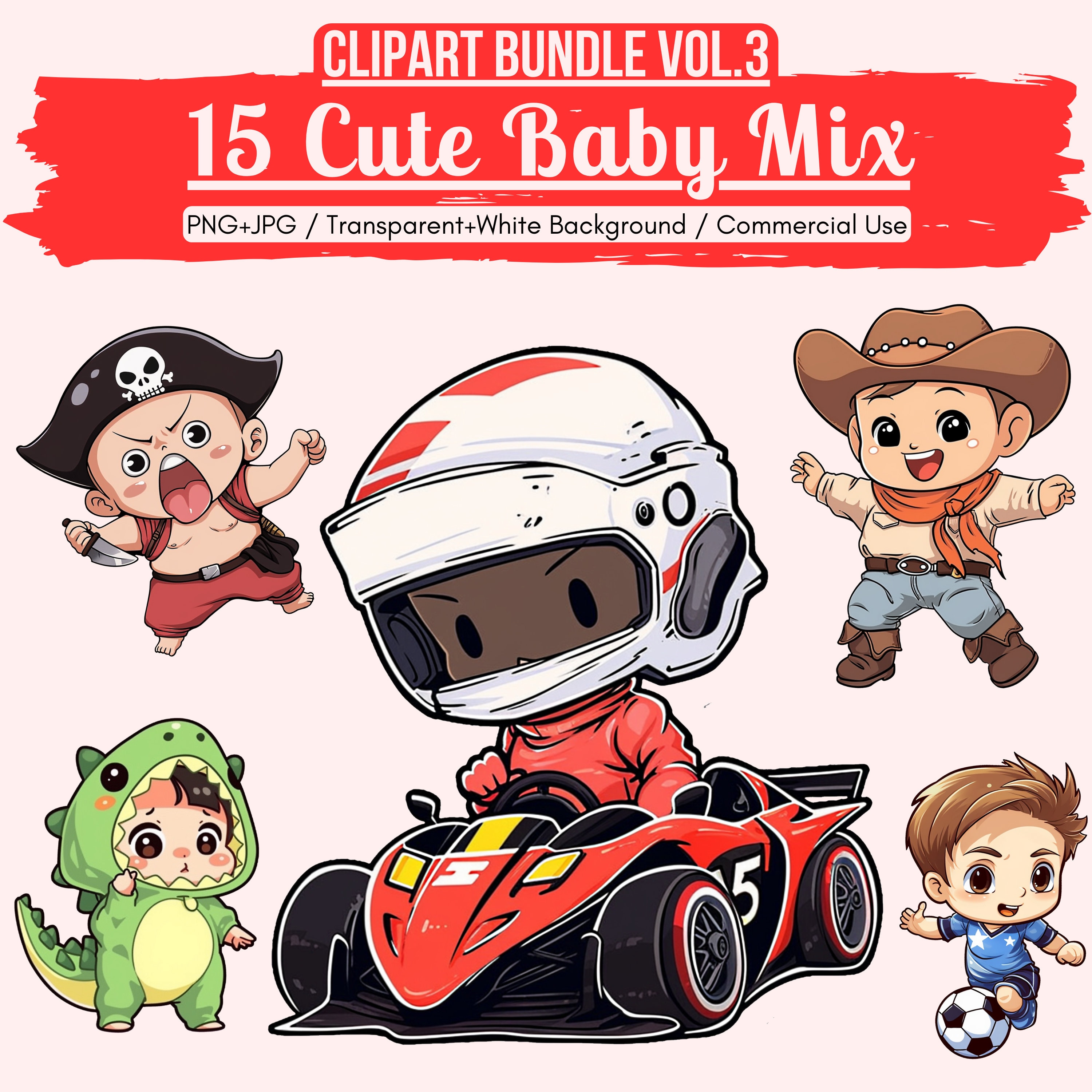 Cute Baby Mix Clipart Bundle Vol.3 15 PNGJPG Graphics, Kids Baby Hobby ...