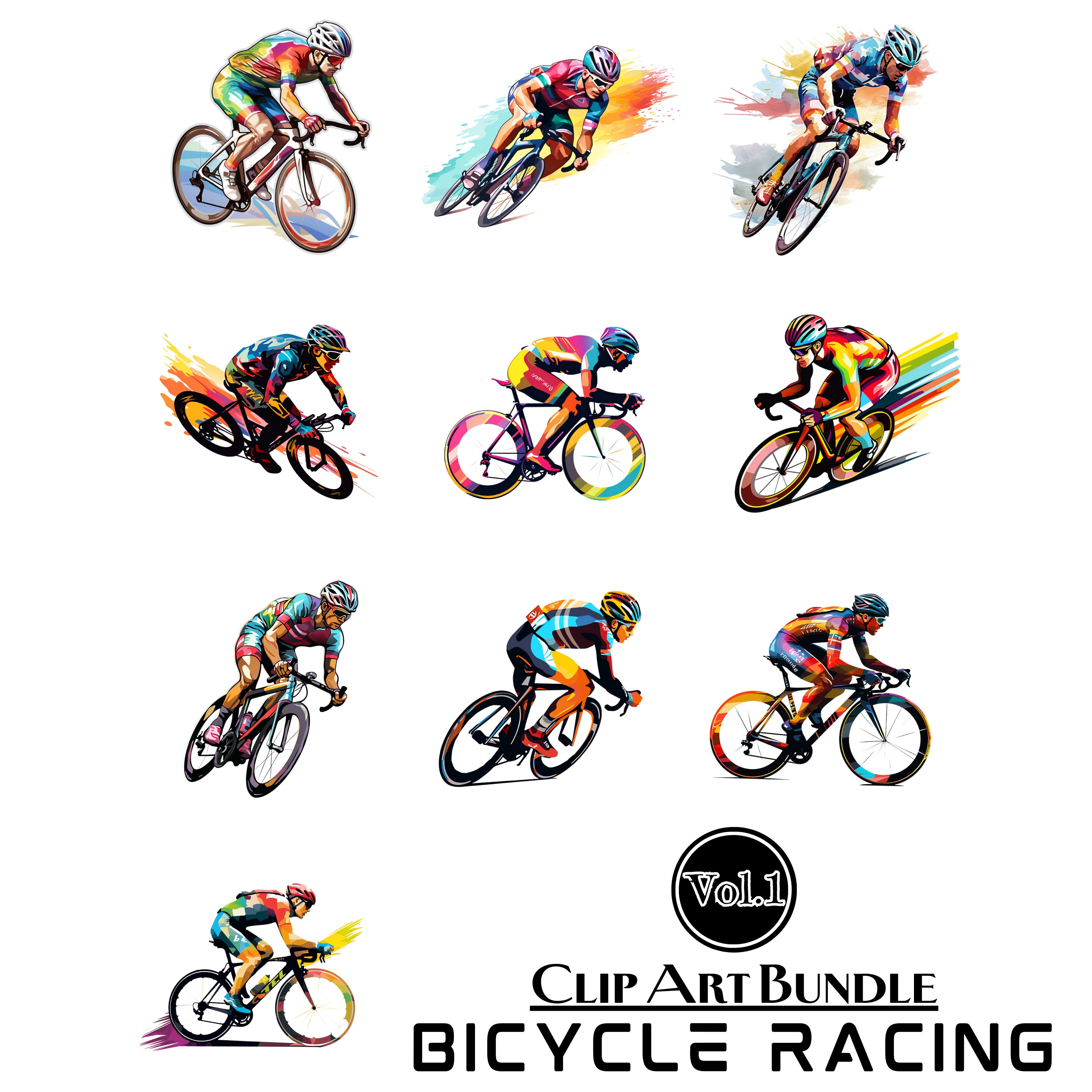 Bicycle Racing Clipart Bundle Vol. 1, 10 Transparent Pngs, Bicycle ...