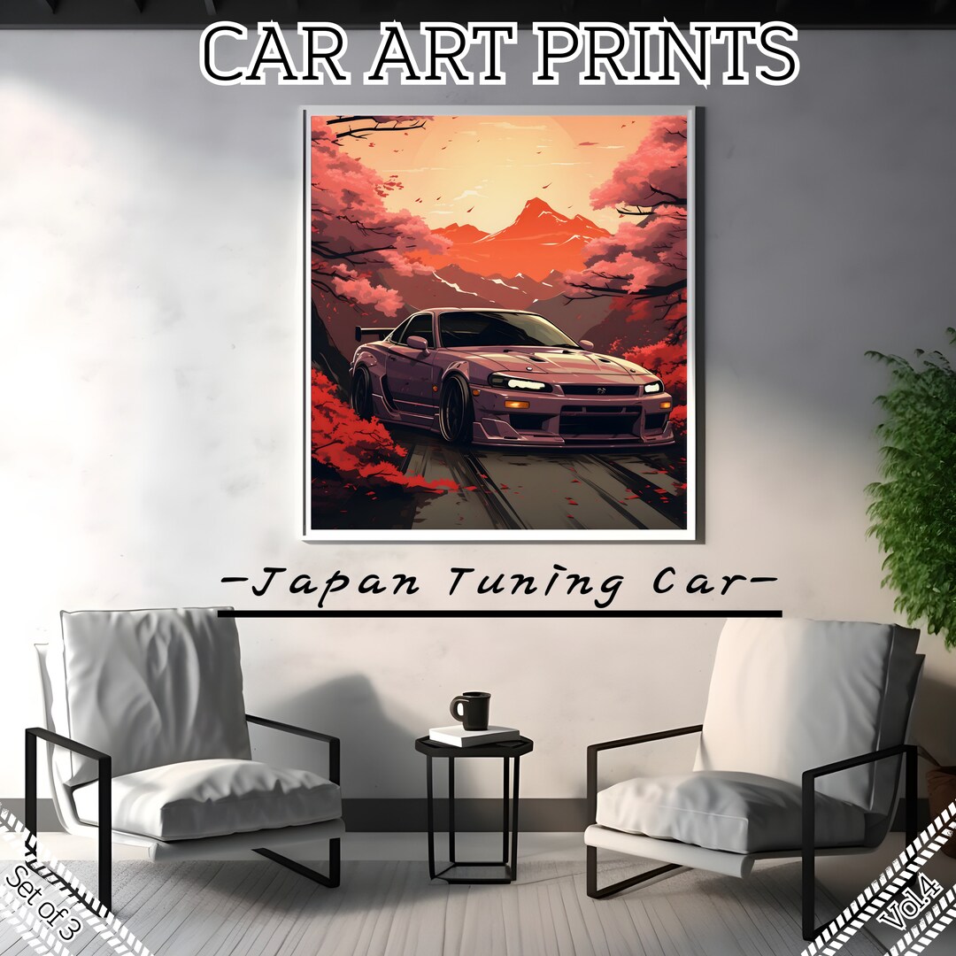 3 Japan Tuning Car Wall Art Set #4, Abstract Modern Car Art, Printable ...