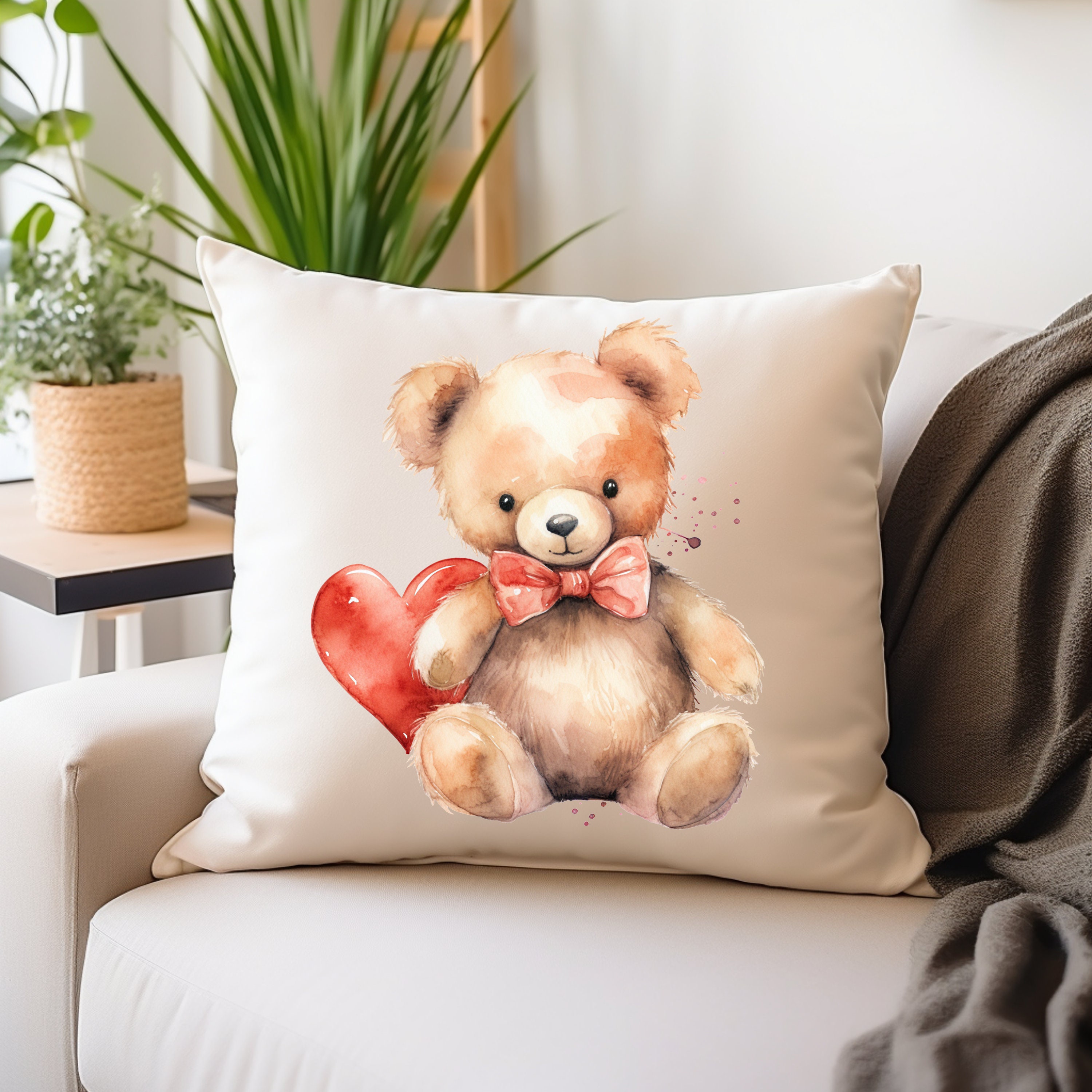 15 Teddy Bear With Heart-balloon Watercolor Clipart Bundle Vol.1 |PNG ...