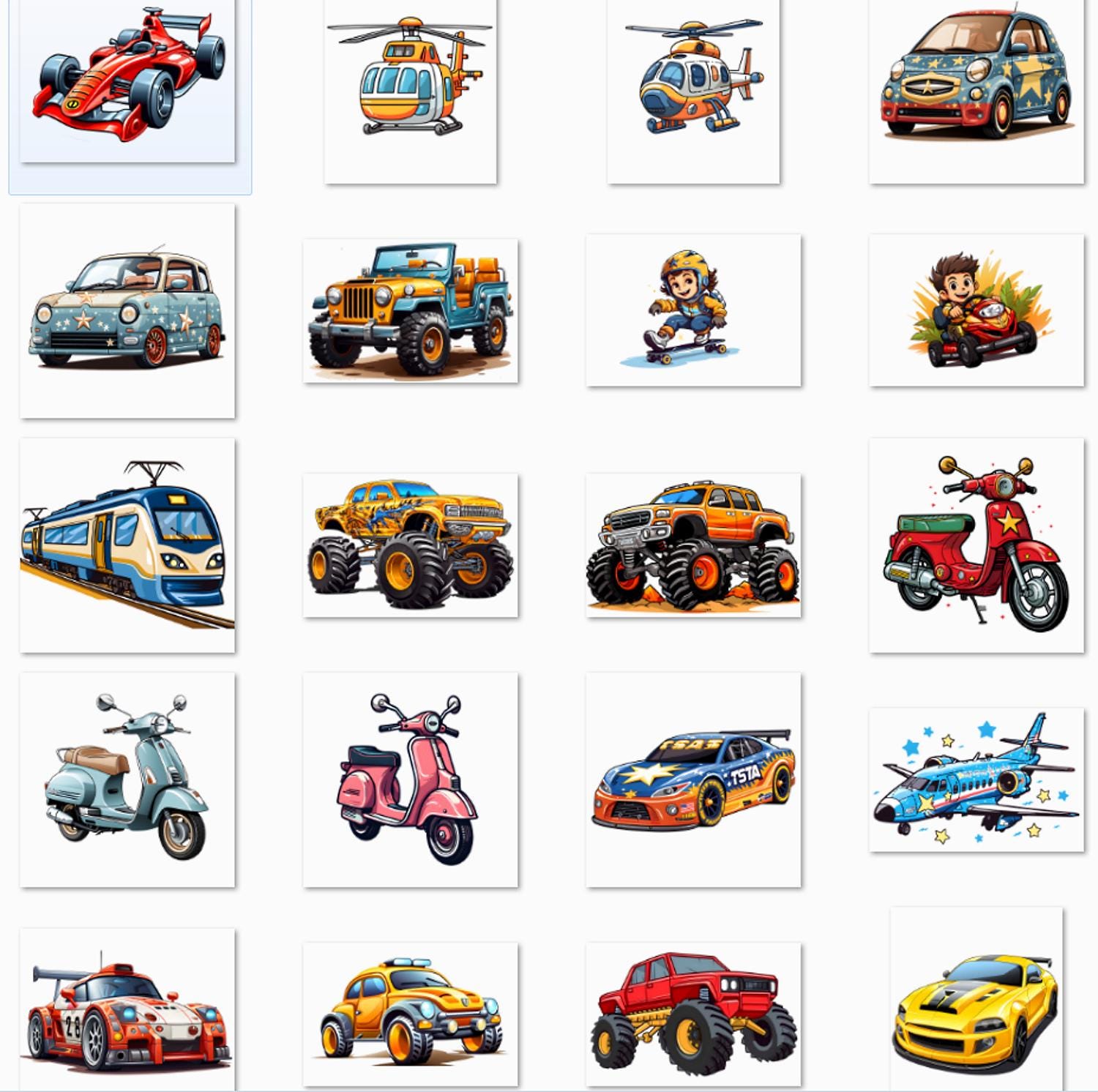 72 Comic Vehicle Cliparts, Assorted Vehicle Cliparts, Transparent PNG ...