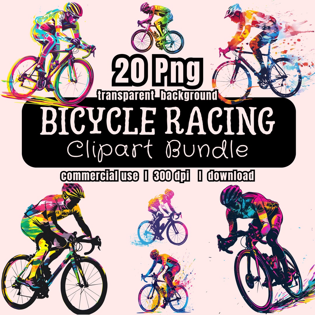 Bicycle Racing Clipart Bundle Vol. 1, Bicycle Racing Clip Arts, 20 ...