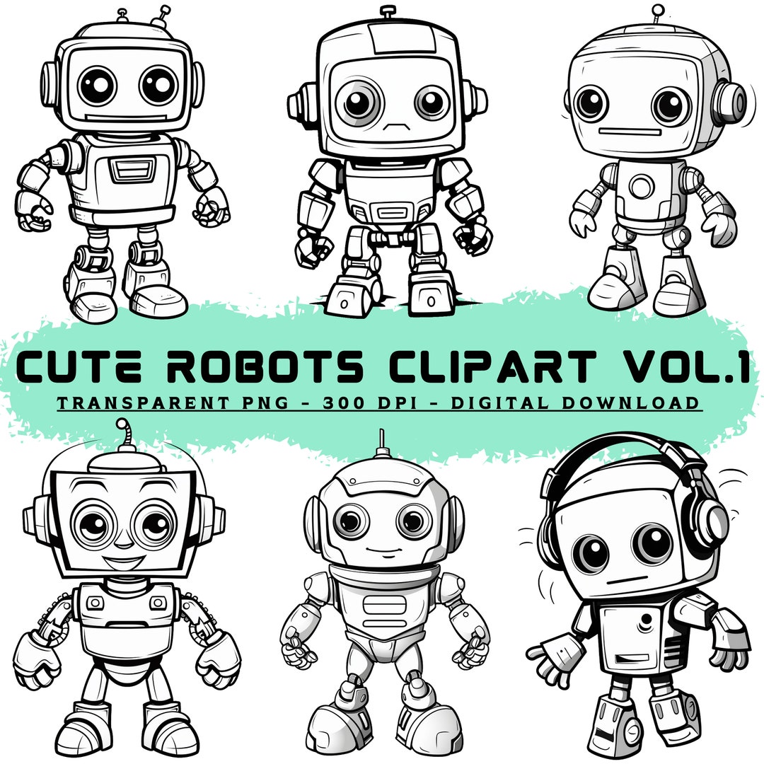 18 Cute Robot Clipart Bundle / Robot Illustrations for Kids / PNG ...