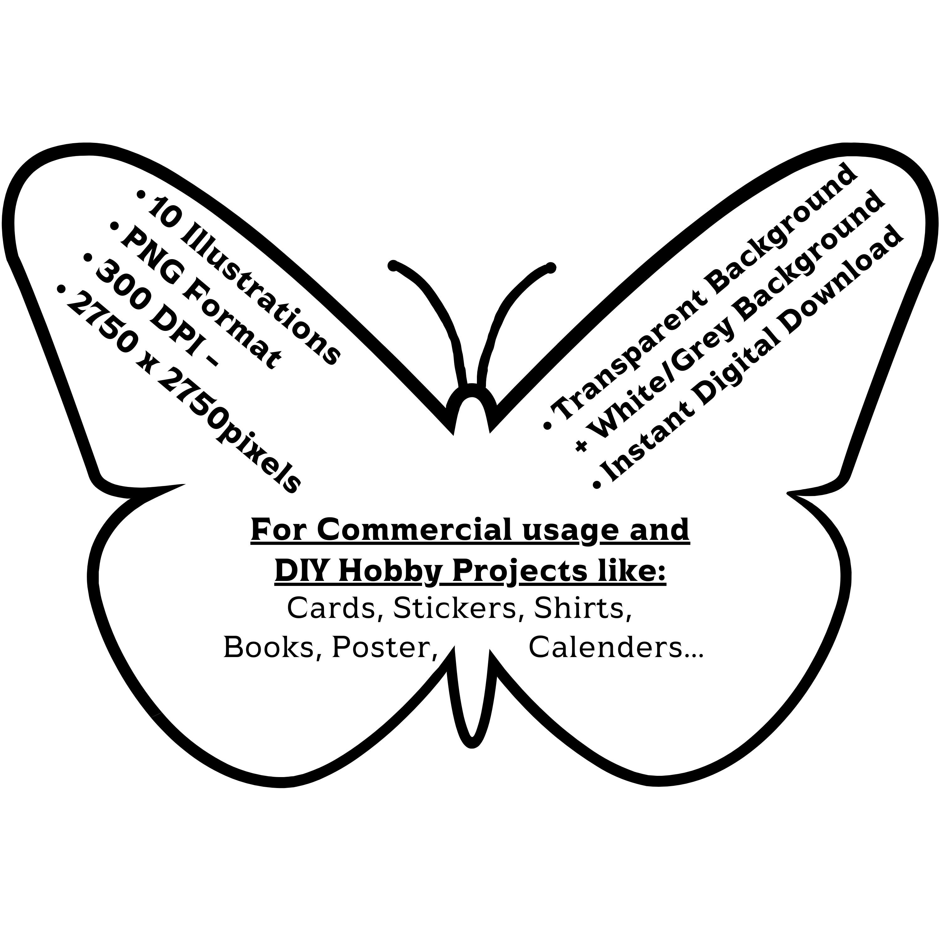 Colorful Butterflies Clipart Bundle Vol.2, 10 Transparent PNG Clip Arts ...