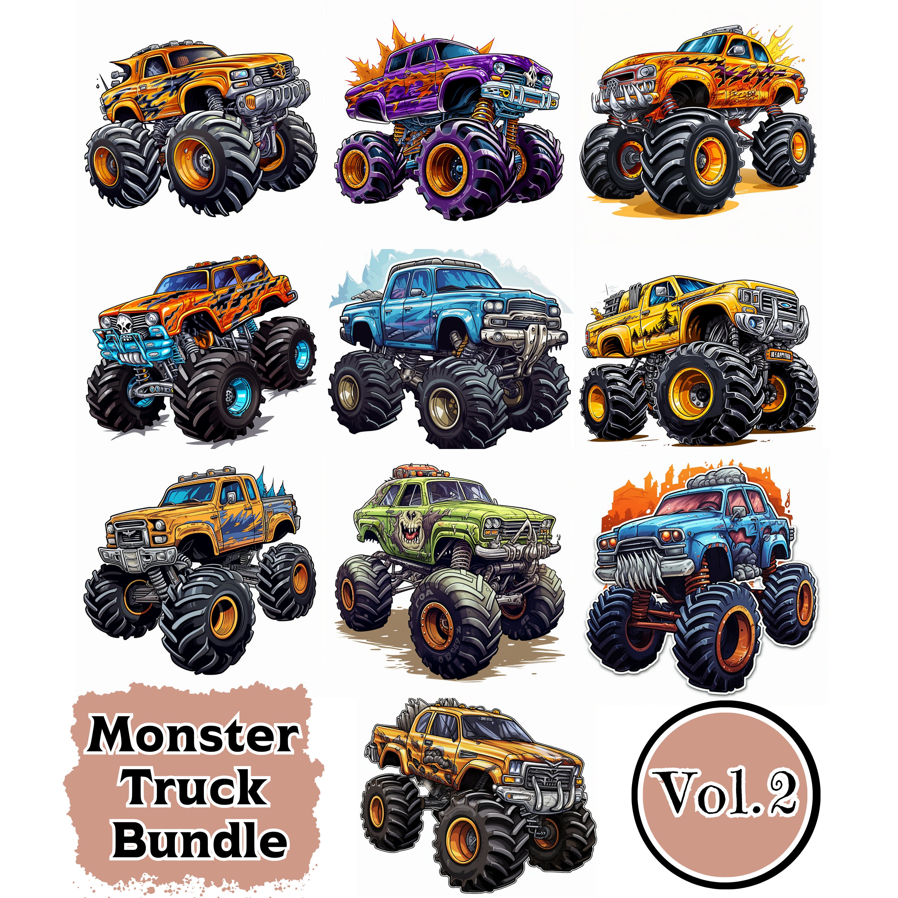 Monster Truck Clipart Mega Bundle 50 PNG Clip Art Set - Etsy