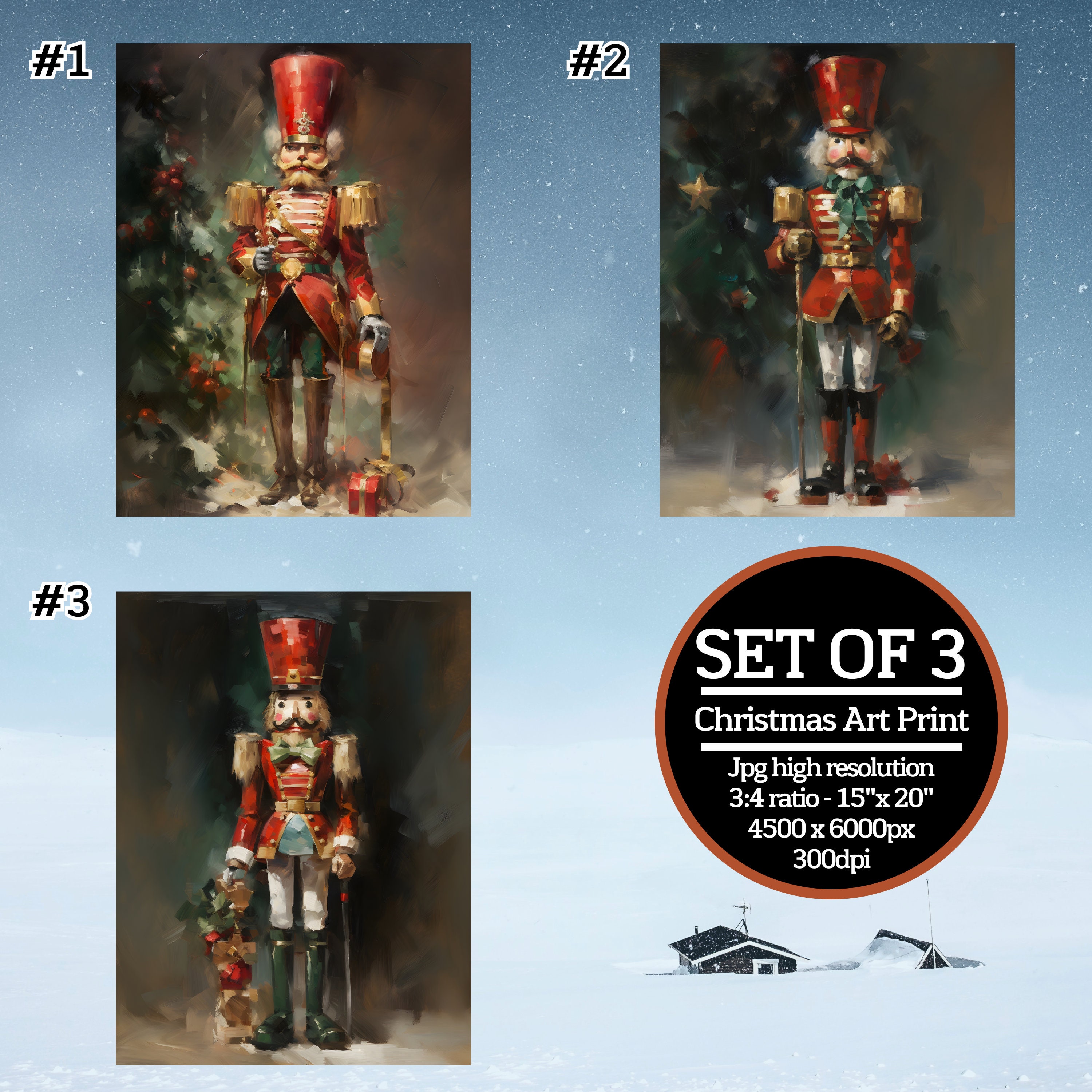 Nutcracker Wall Art Set 1 Set of 3 Printable Christmas - Etsy