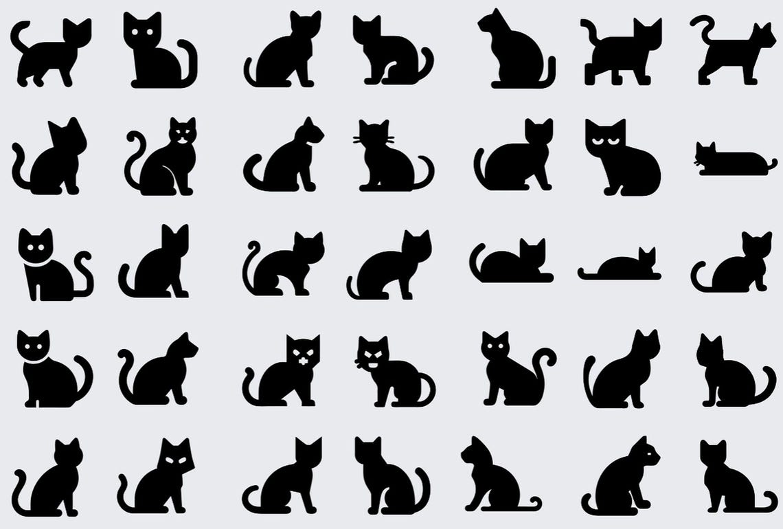 105 SVG Cat Icon Bundle - Cat Icon SVG Package - Cat Silhouettes ...