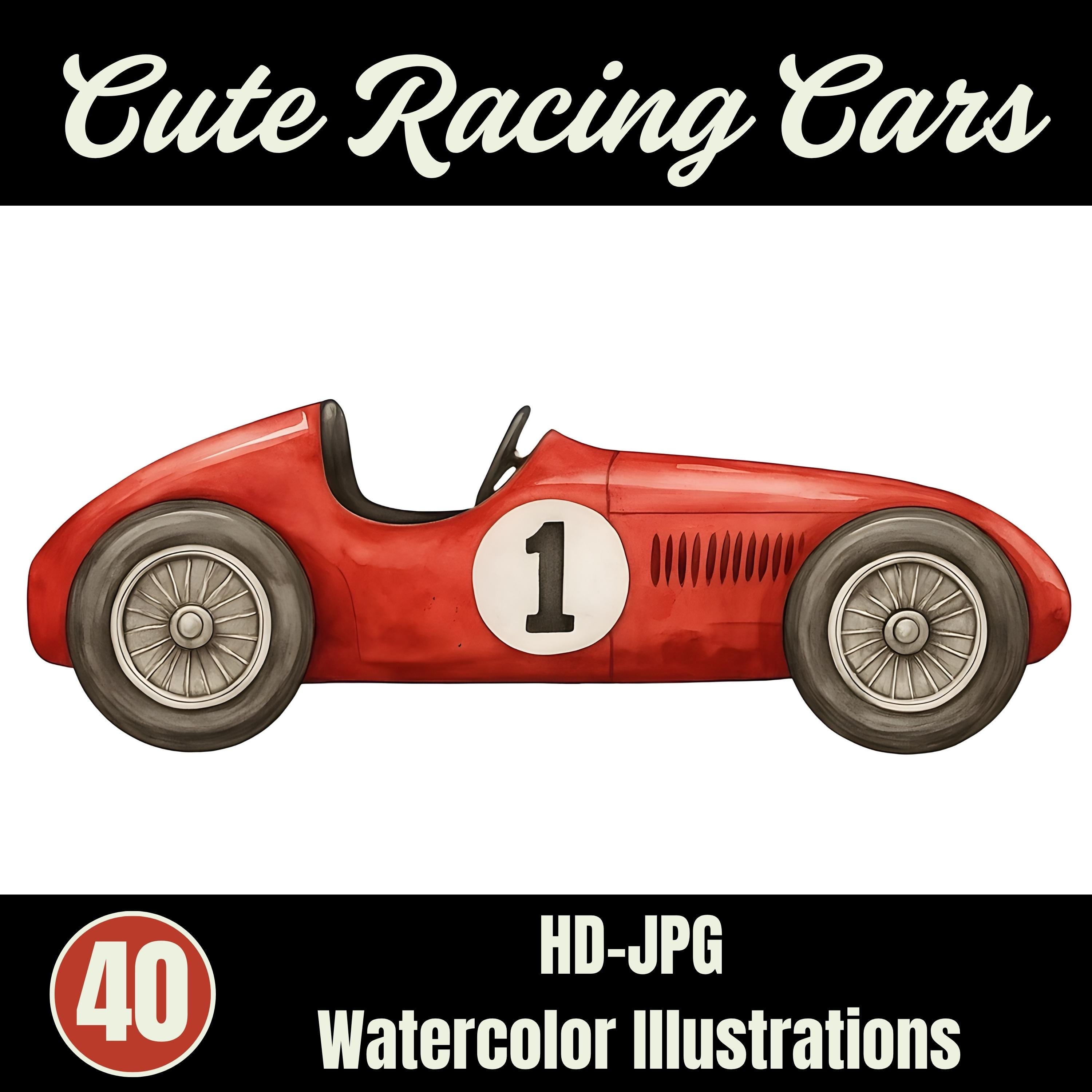 40 Cute Race Car Clipart Images - Children's Room - Watercolor Clip Art ...