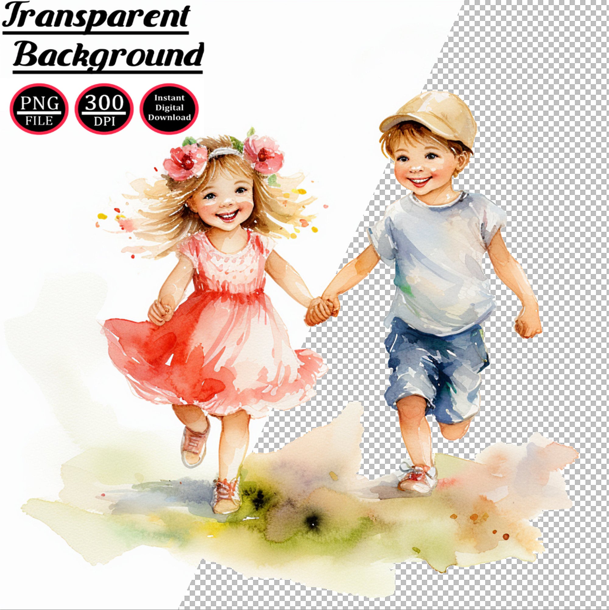 Brother and Sister Watercolor Clipart Bundle Vol.1, 12 Brother and ...