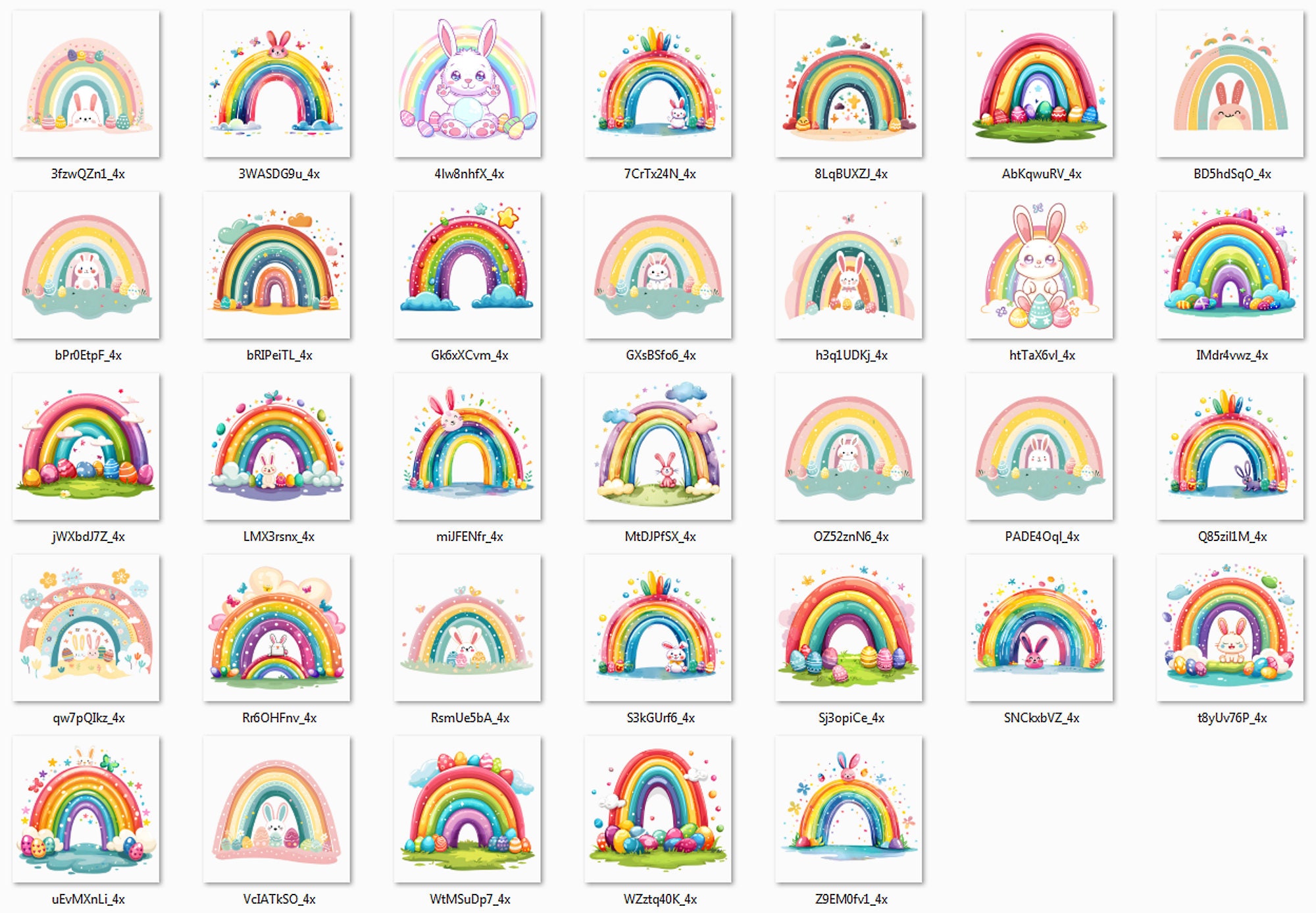 Rainbow Easter Clipart Bundle, 33 High-quality Transparent PNG Graphics ...