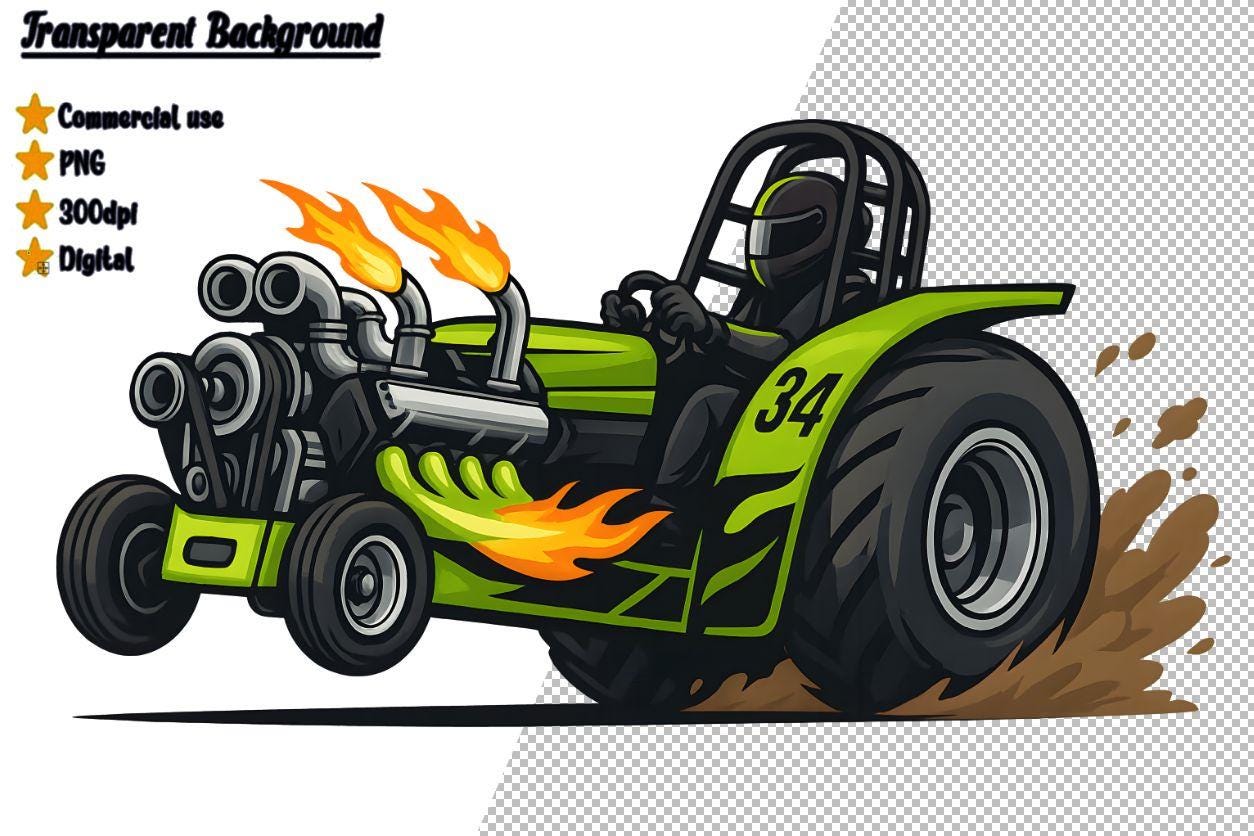 Tractor Pulling Clipart Bundle - 37 Pngs in Motorsport Design | Tractor ...
