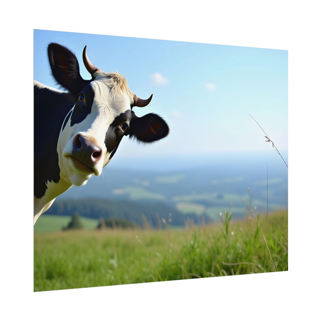 Nature Photography Cow Rolled Poster, Landscape Scene Wall Art Print ...