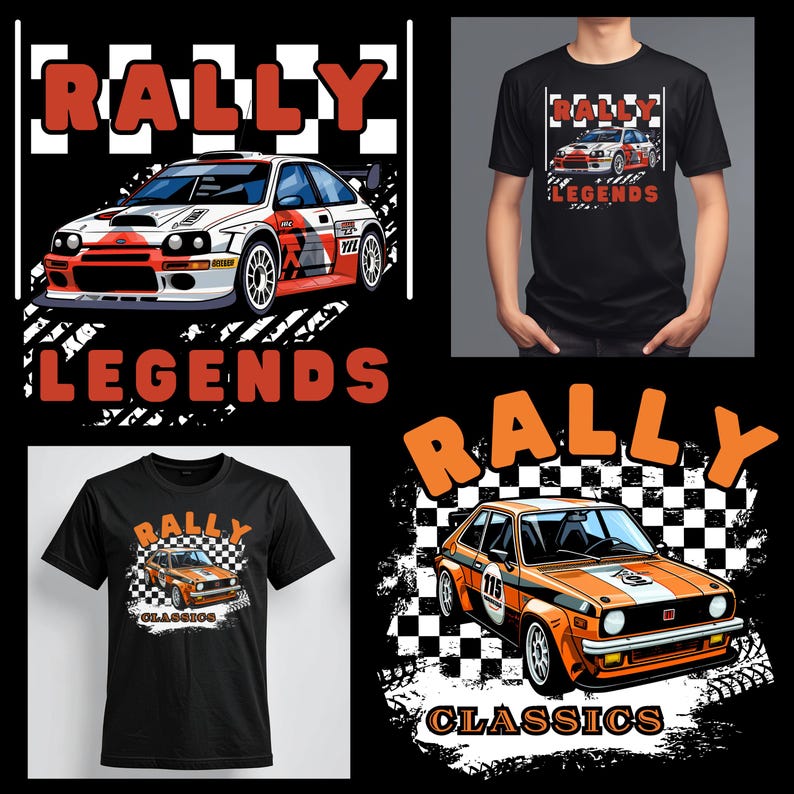 Rally Car T-shirt Design Bundle – 6 PNG Graphics | Shirt Print Clipart ...