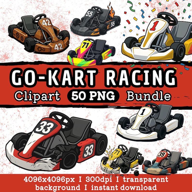 Go-kart Racing Clipart Bundle – 50 PNG Graphics | Race Car Cliparts I ...