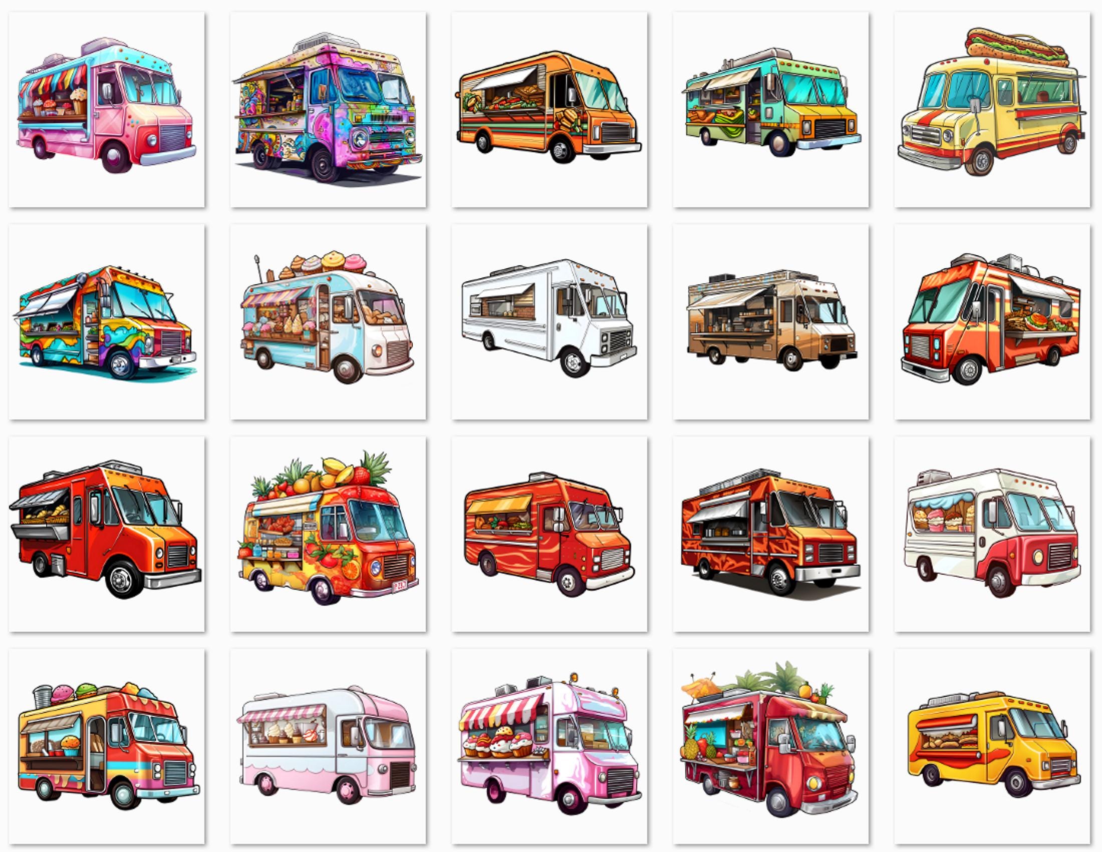 Food Truck Clipart Bundle Vol. 1, 36 Food Truck Clip Art Set, Cool ...