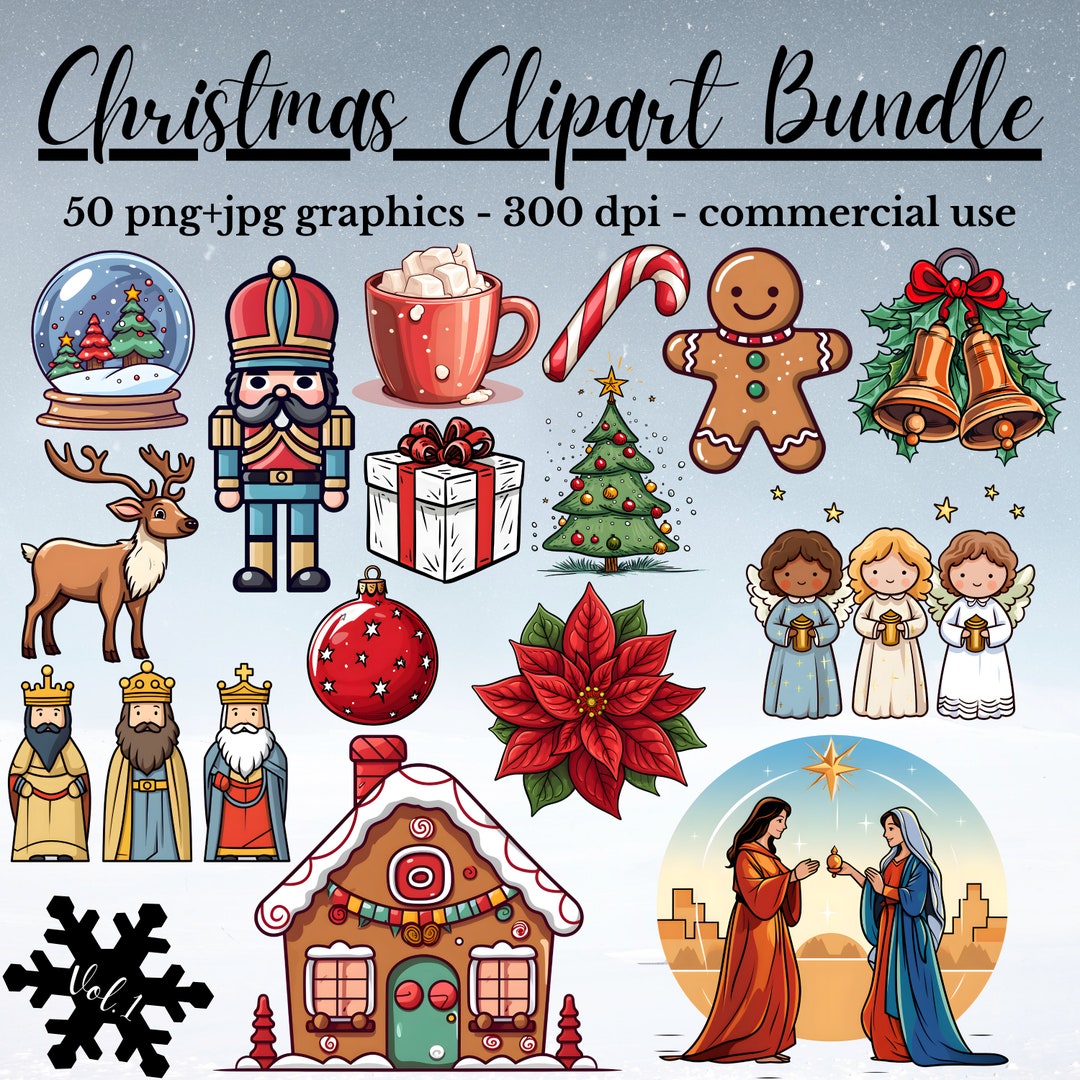 Christmas Clipart Package Vol.1, 50 High-quality Transparent PNG ...