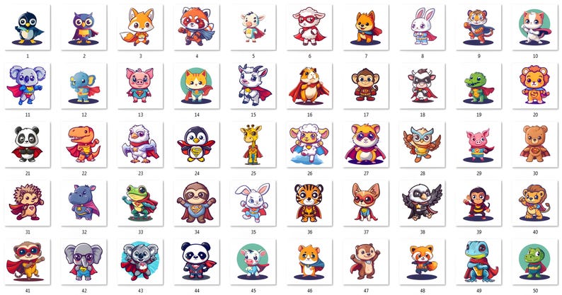 100 Superhero Animals Clipart Bundle - Superhero Animal Graphics - PNG ...