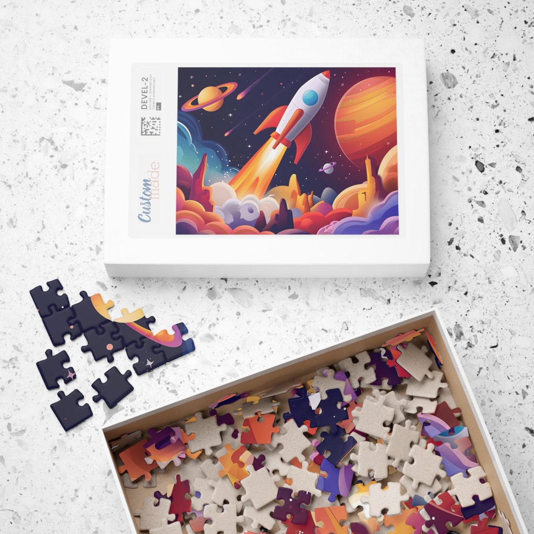 Space Rocket in the Universe Puzzle, Colorful Galaxy Puzzle, Puzzle Fun ...