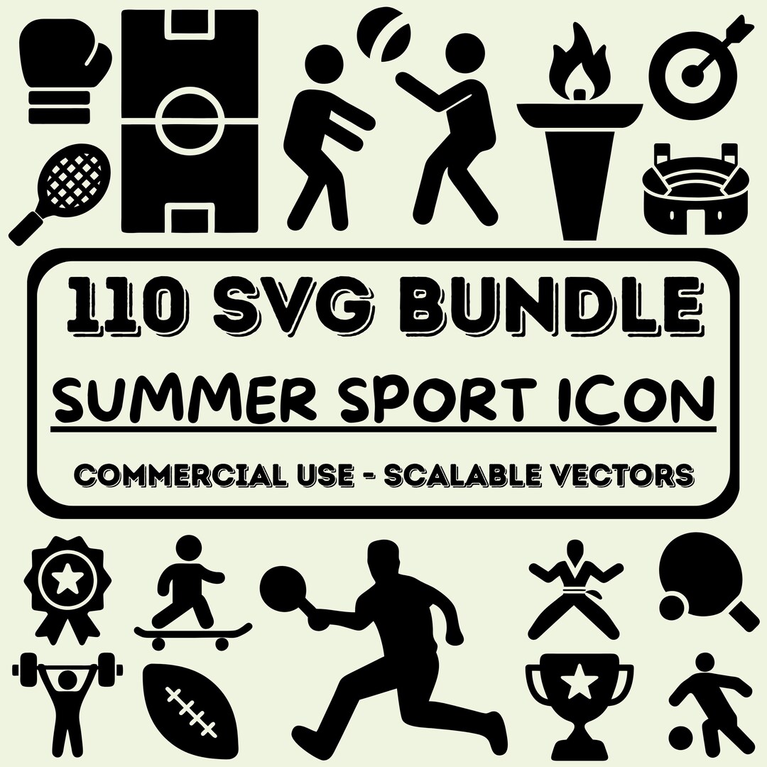 110 SVG Summer Sport Icon Bundle - Summer Sport Icon SVG Package ...