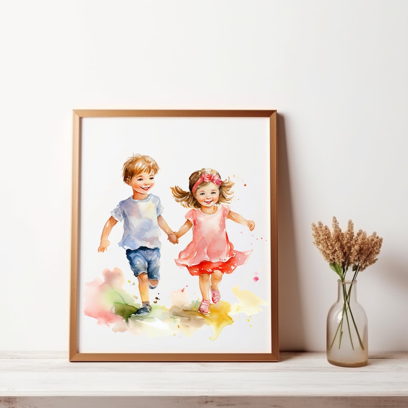 Brother and Sister Watercolor Clipart Bundle Vol.1, 12 Brother and ...