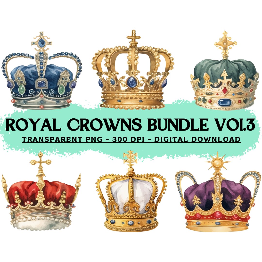 Royal Crowns Clip Art Bundle Vol. 3 / 20 Crowns Clipart Graphic Package ...