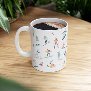 Ski Club Ceramic Mug - Winter Mountain Coffee Cup, Snow Skiing Tea Mug ...