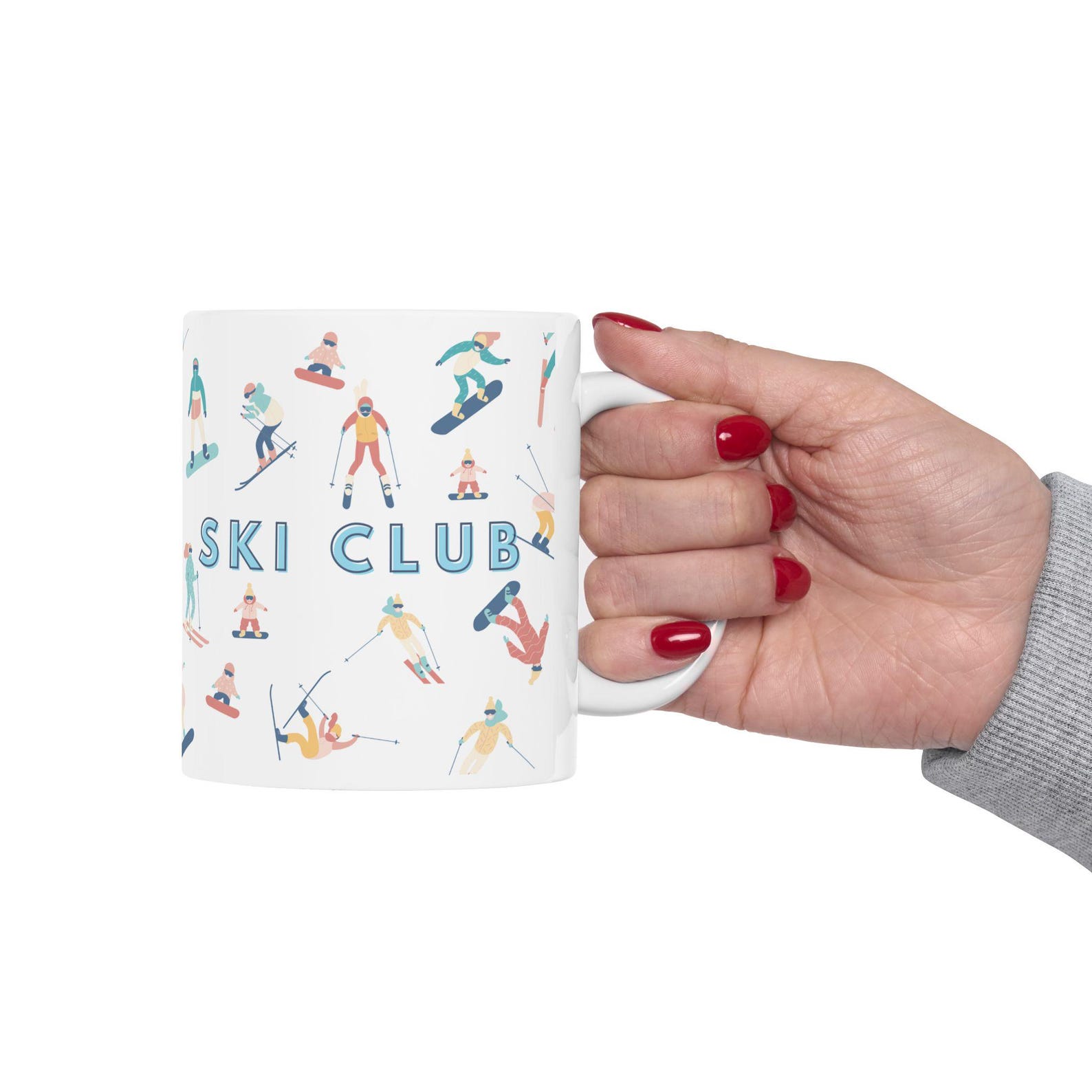 Ski Club Ceramic Mug - Winter Mountain Coffee Cup, Snow Skiing Tea Mug ...