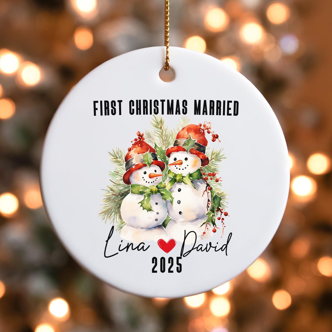 First Married Christmas Ornament, Personalized Wedding Gift, Newlywed ...