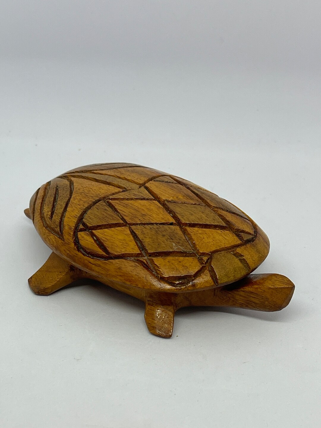 Vintage Hand Carved Wooden Turtle Trinket Box - Etsy