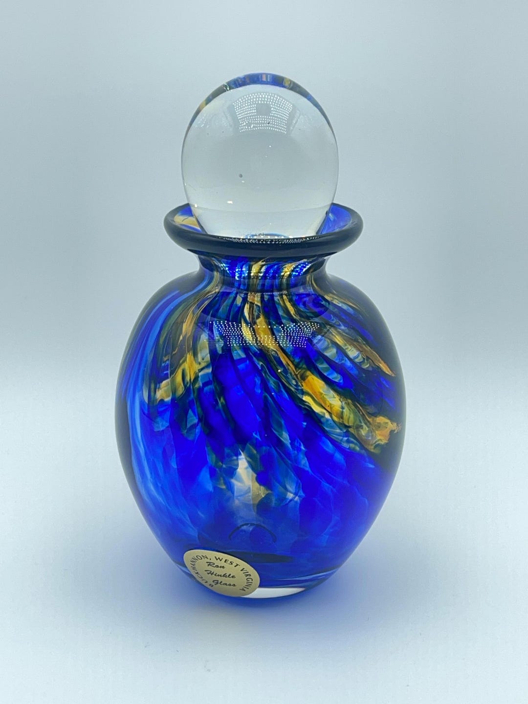 Ron Hinkle Blue Hand Blown Art Glass Perfume Bottle With Stopper - Etsy