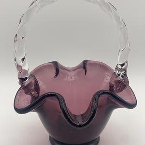 Fenton Art Glass Purple Basket - Etsy