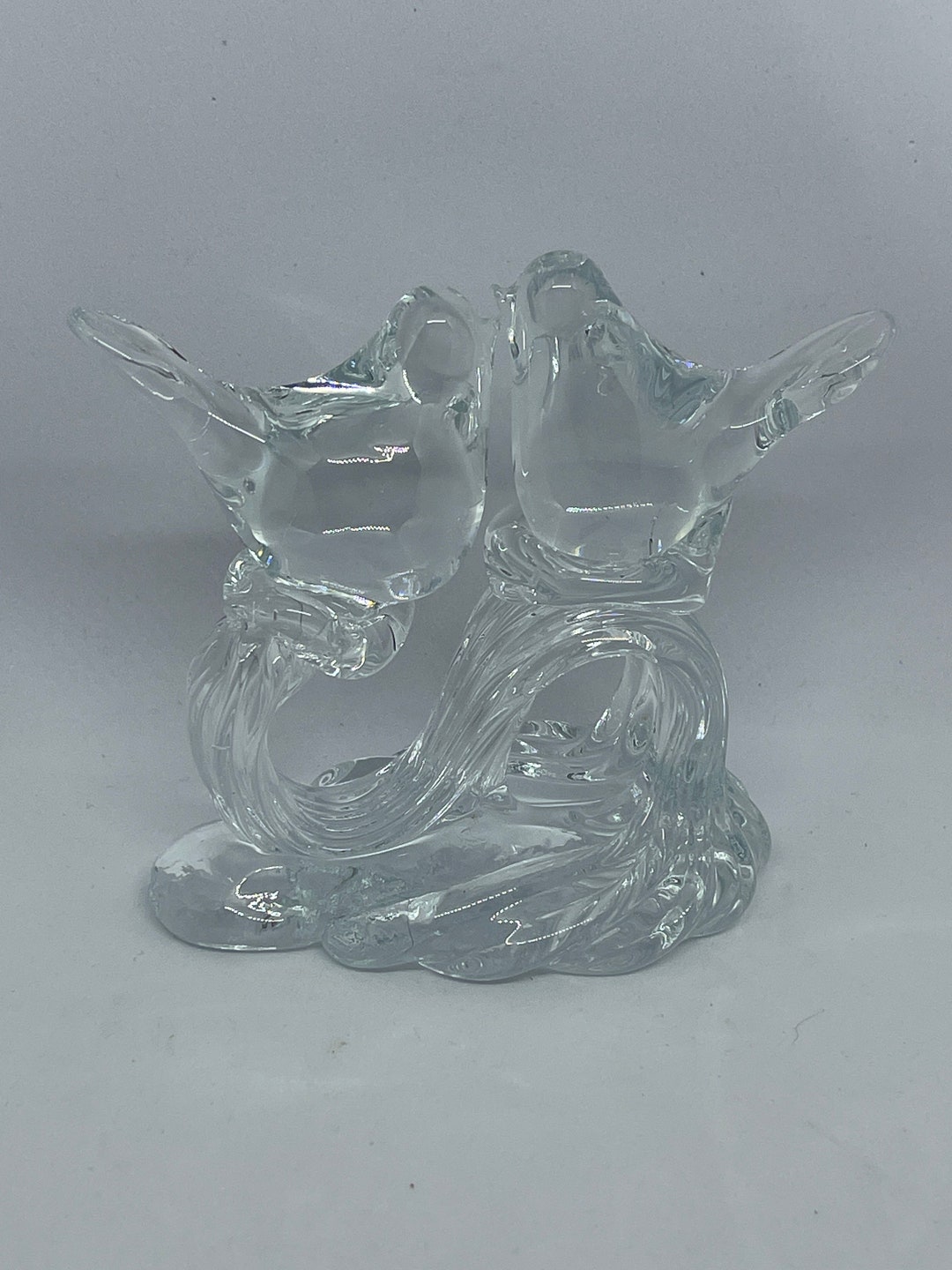 Vintage Clear Art Glass Kissing Love Birds Figurine - Etsy