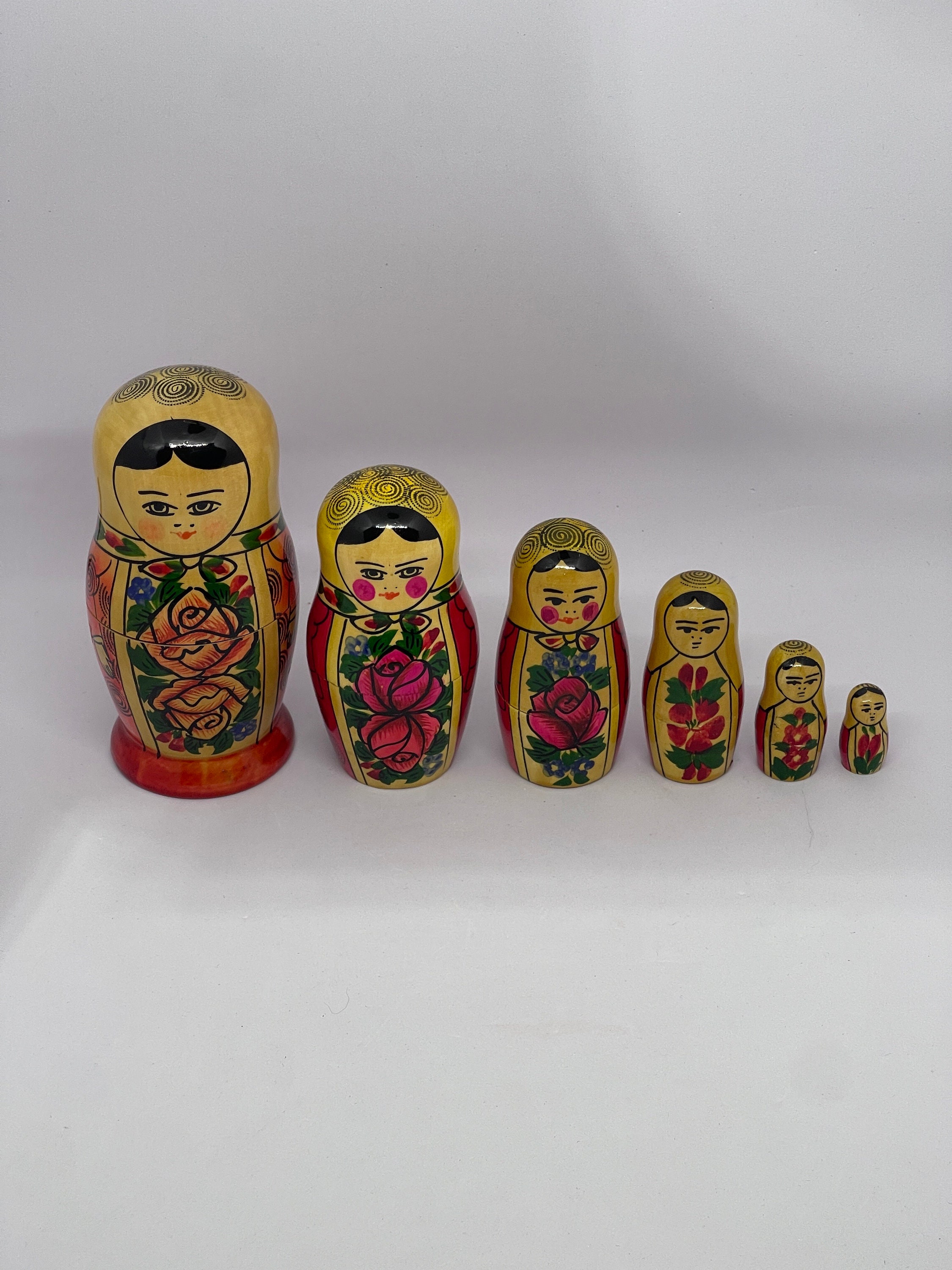 Vintage Russian Wooden Stacking Dolls Set of 6 - Etsy