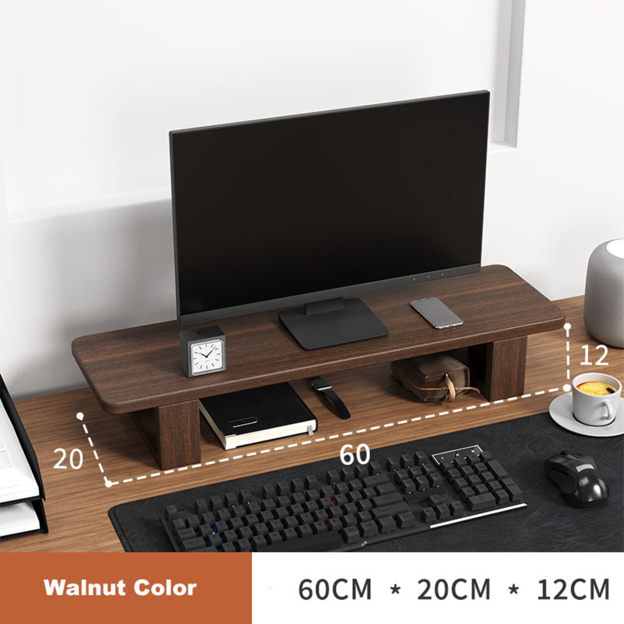 Tv Stand Wooden Monitor Stand Low Bookcase Monitor Riser - Etsy