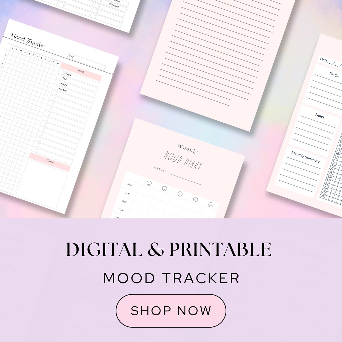 My Mood Tracker - Digital and Printable, Mood Journal, Mood Chart, Mood ...
