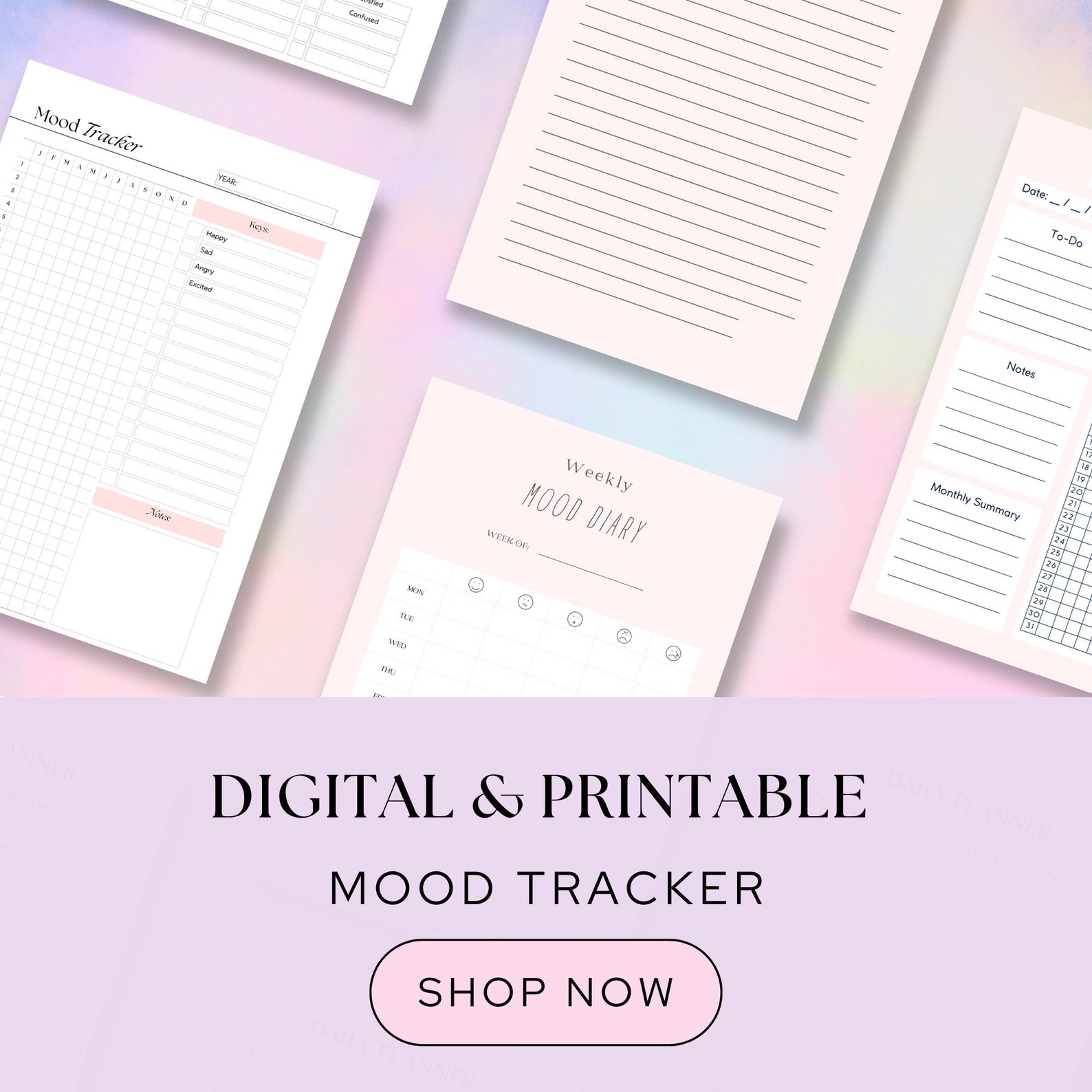 My Mood Tracker - Digital and Printable, Mood Journal, Mood Chart, Mood ...