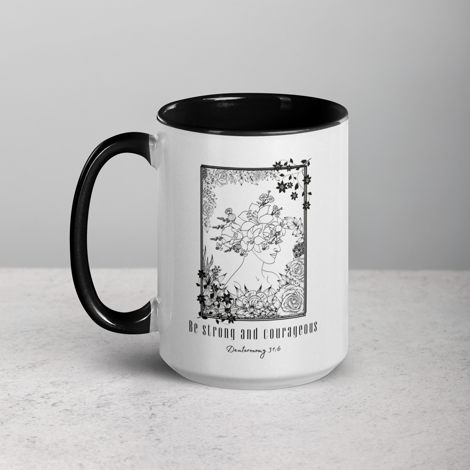 Be Strong and Courageous Mug With Color Inside - Etsy