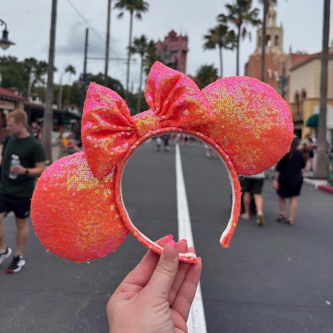 Handmade Orange Sequin Minnie Mouse Ears - Etsy