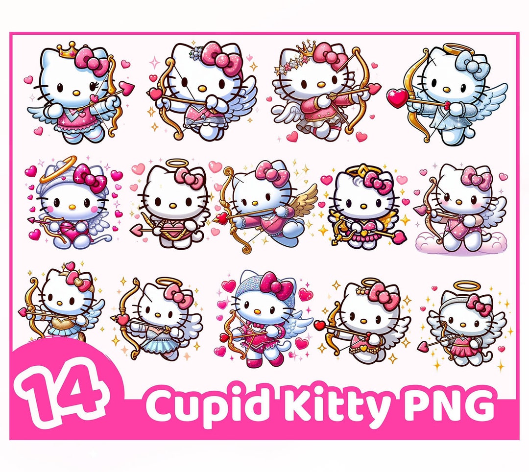Cupid Kitty Valentine's Day PNG, Kawaii Bunny PNG, Valentines Day ...