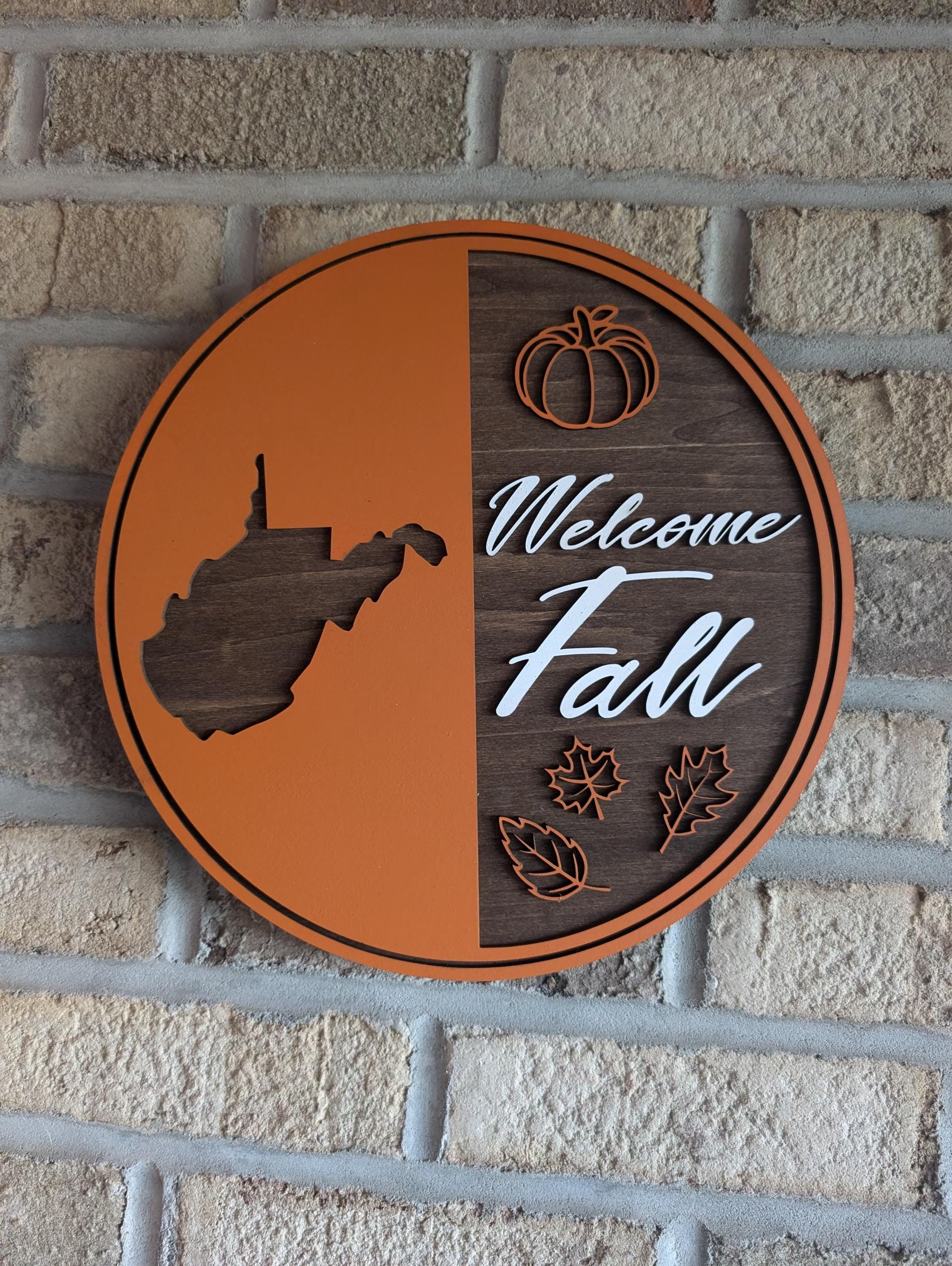 West Virginia Fall 11.5 Round Wood Sign welcome Fall - Etsy