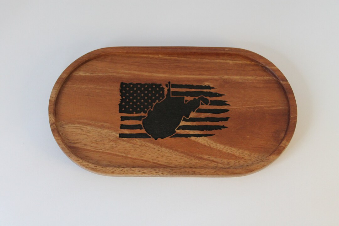 7.5" Oval West Virginia American Flag Valet Tray, Key Holder, Jewelry ...