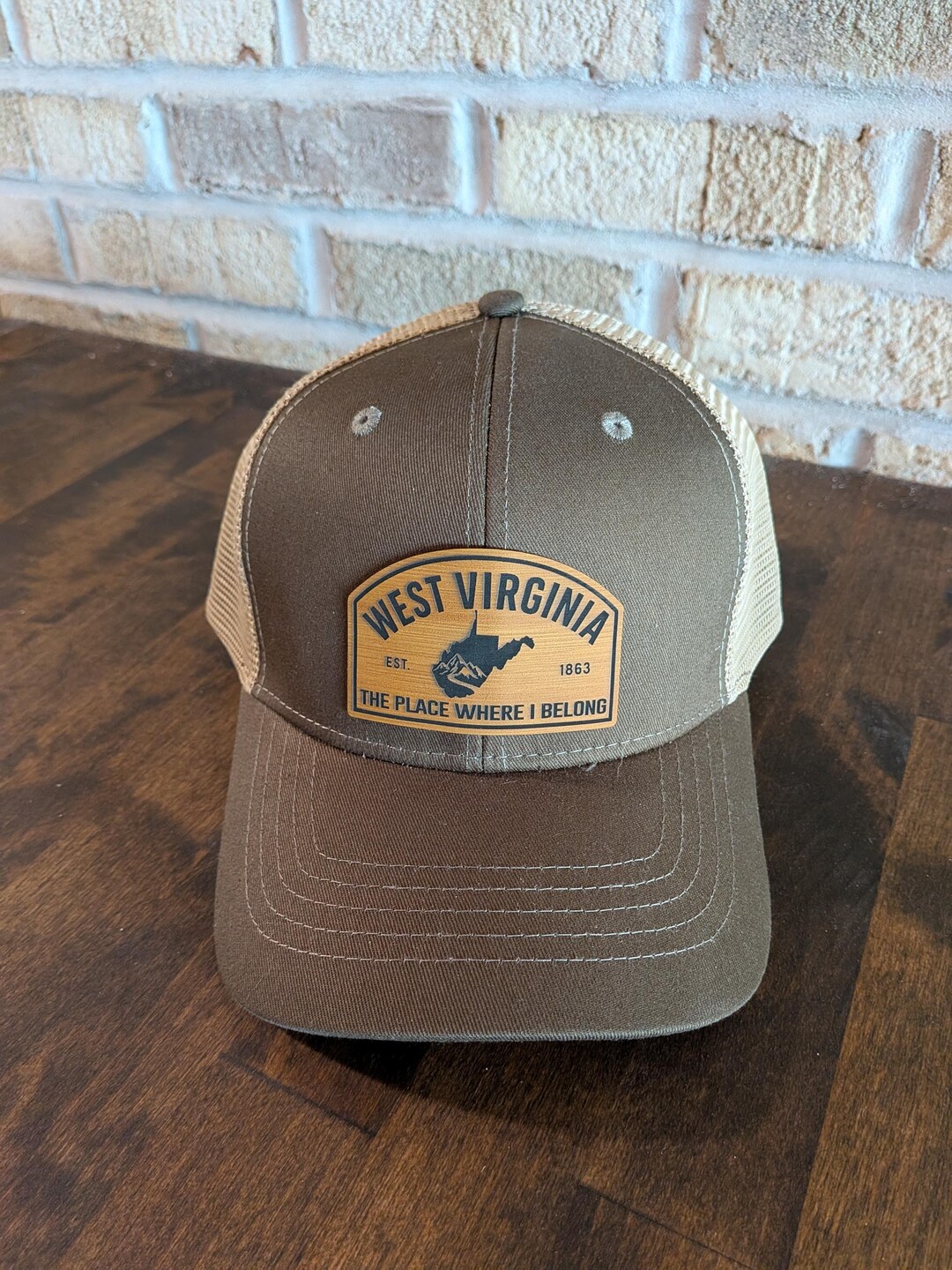 West Virginia Hats - Adjustable Trucker Hat - Green/khaki - Etsy