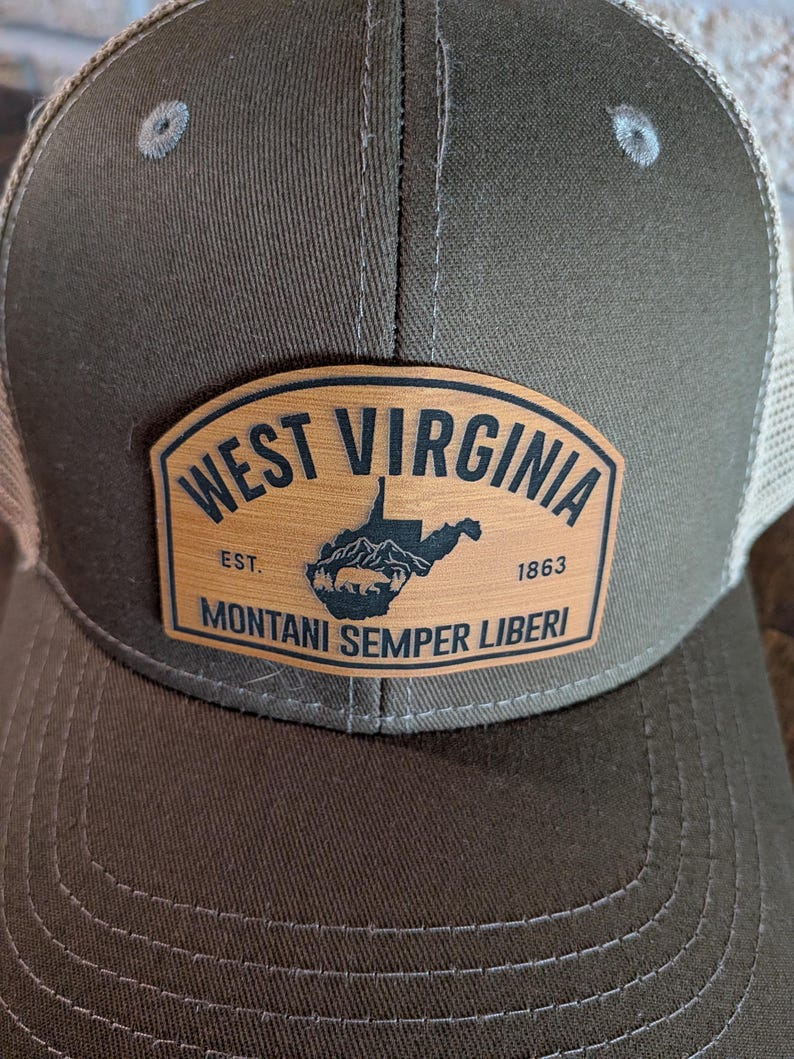 West Virginia Hats - Adjustable Trucker Hat - Green/khaki - Etsy
