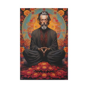 Alan Watts Art, Alan Watts Meditating, Canvas Art, Psychedelic Alan ...