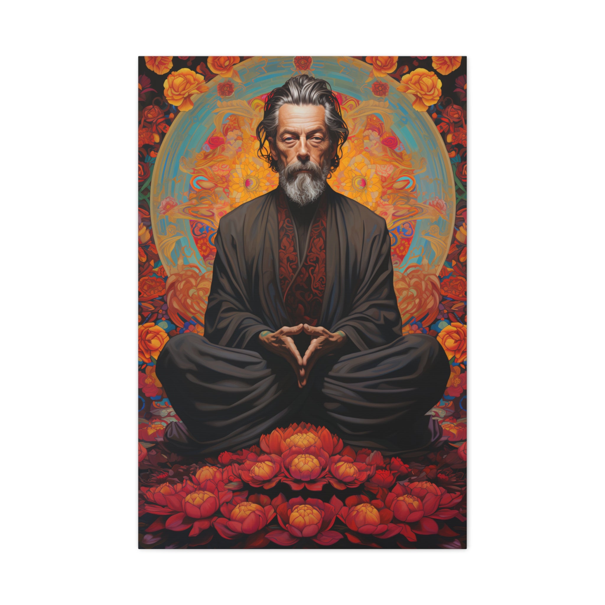 Alan Watts Art, Alan Watts Meditating, Canvas Art, Psychedelic Alan ...