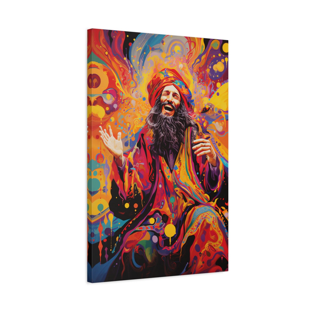 Psychedelic Sufi Art, Pop Art, Psychedelic Canvas, Happy Man, Laughing ...