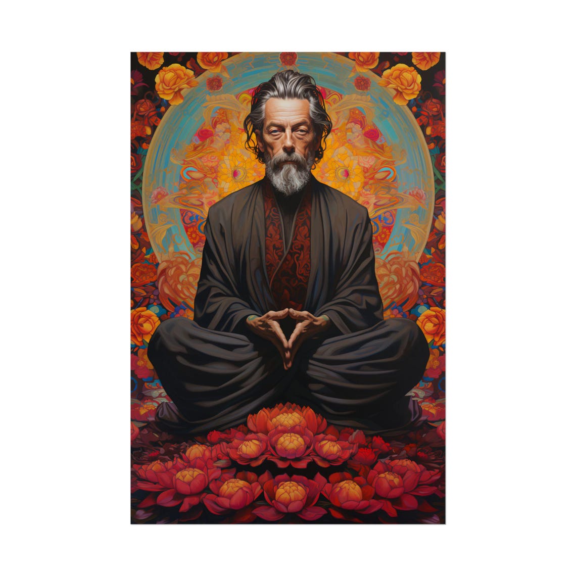 Alan Watts Art, Alan Watts Meditating, Poster Art, Psychedelic Alan ...