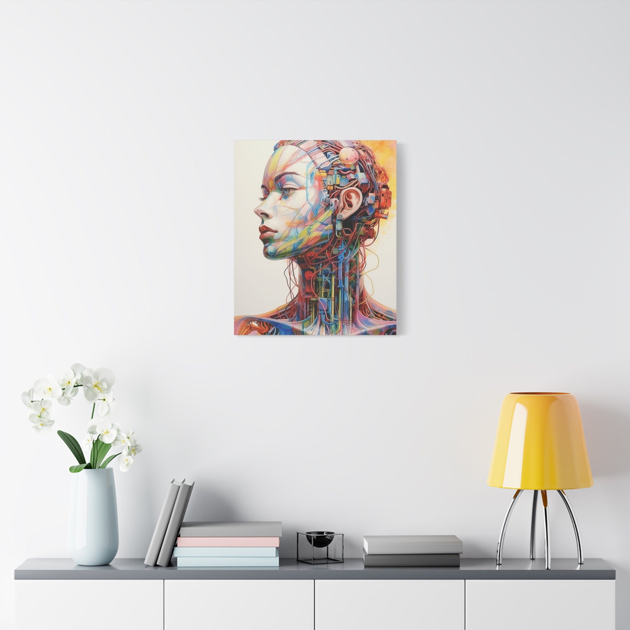 Deux Ex Canvas, Female Robot Art, Canvas AI Art, Half Human Half Robot ...
