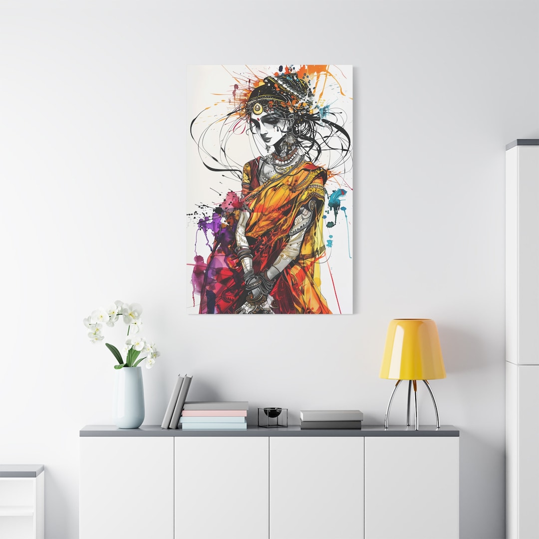 Desi Girl Art Canvas, Extra Large Wall Art Abstract, Indian Girl ...